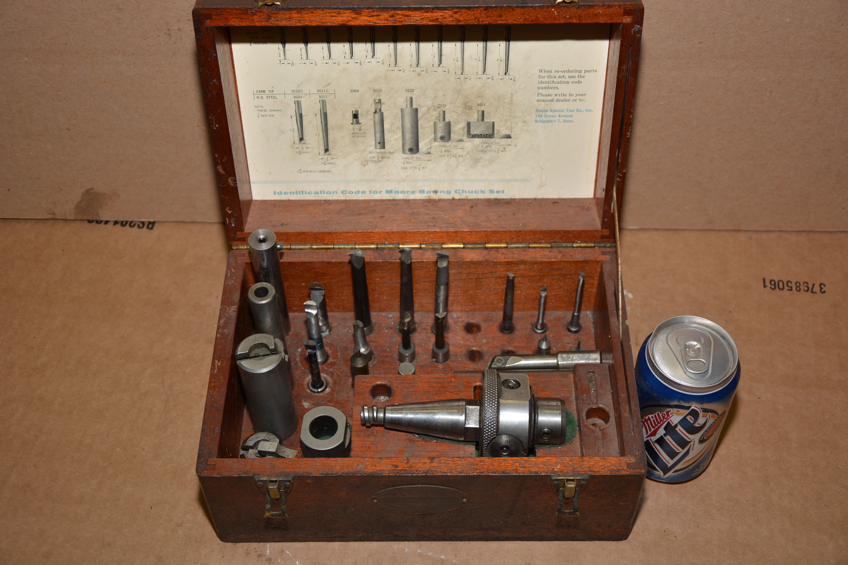 Moore Special Tool Precision Boring Head w/ Wood Box and Cutters