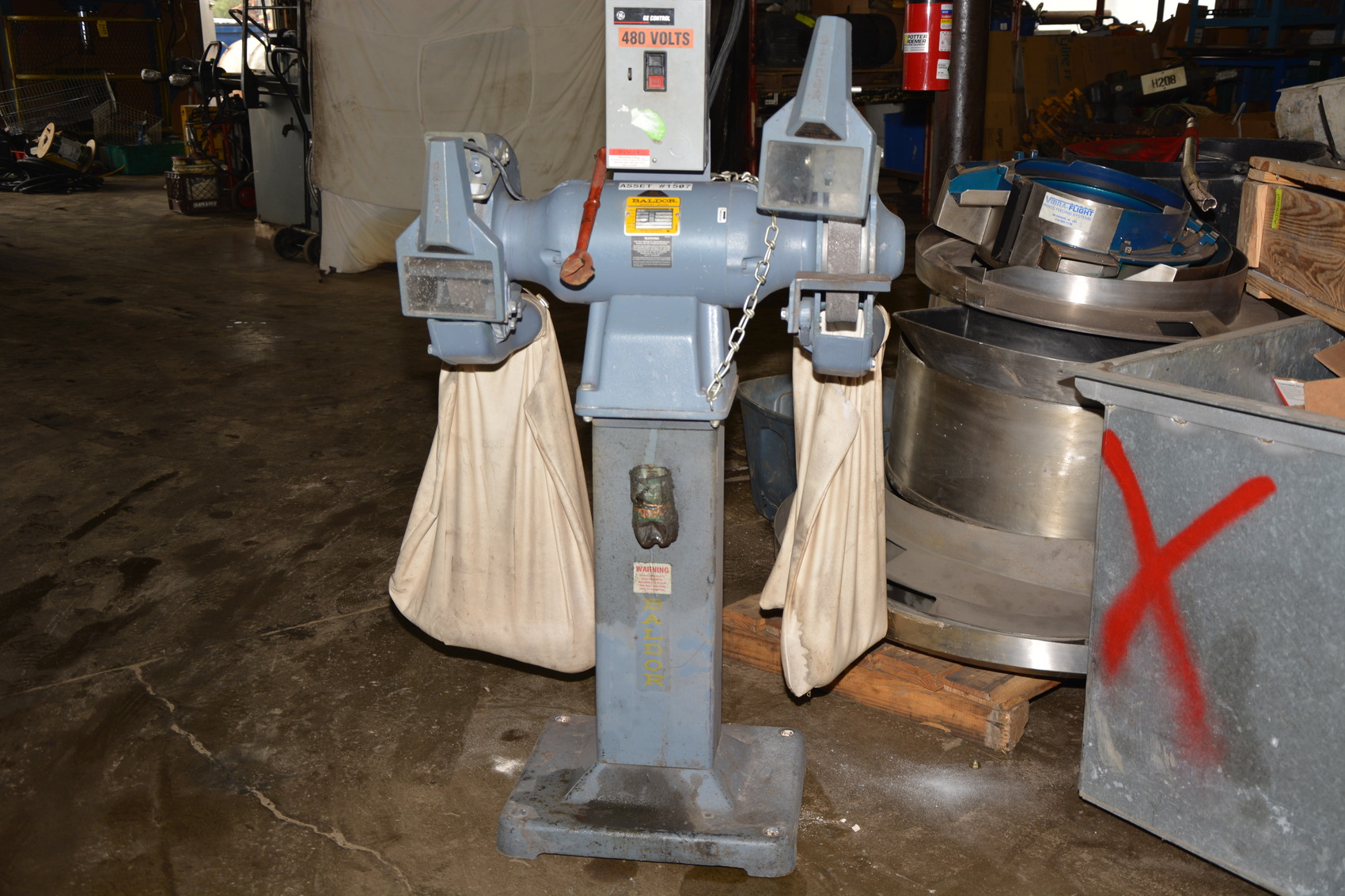 Baldor 1216W 3 HP Double-End Grinder on Pedestal, 3/60/208-230/460V AC