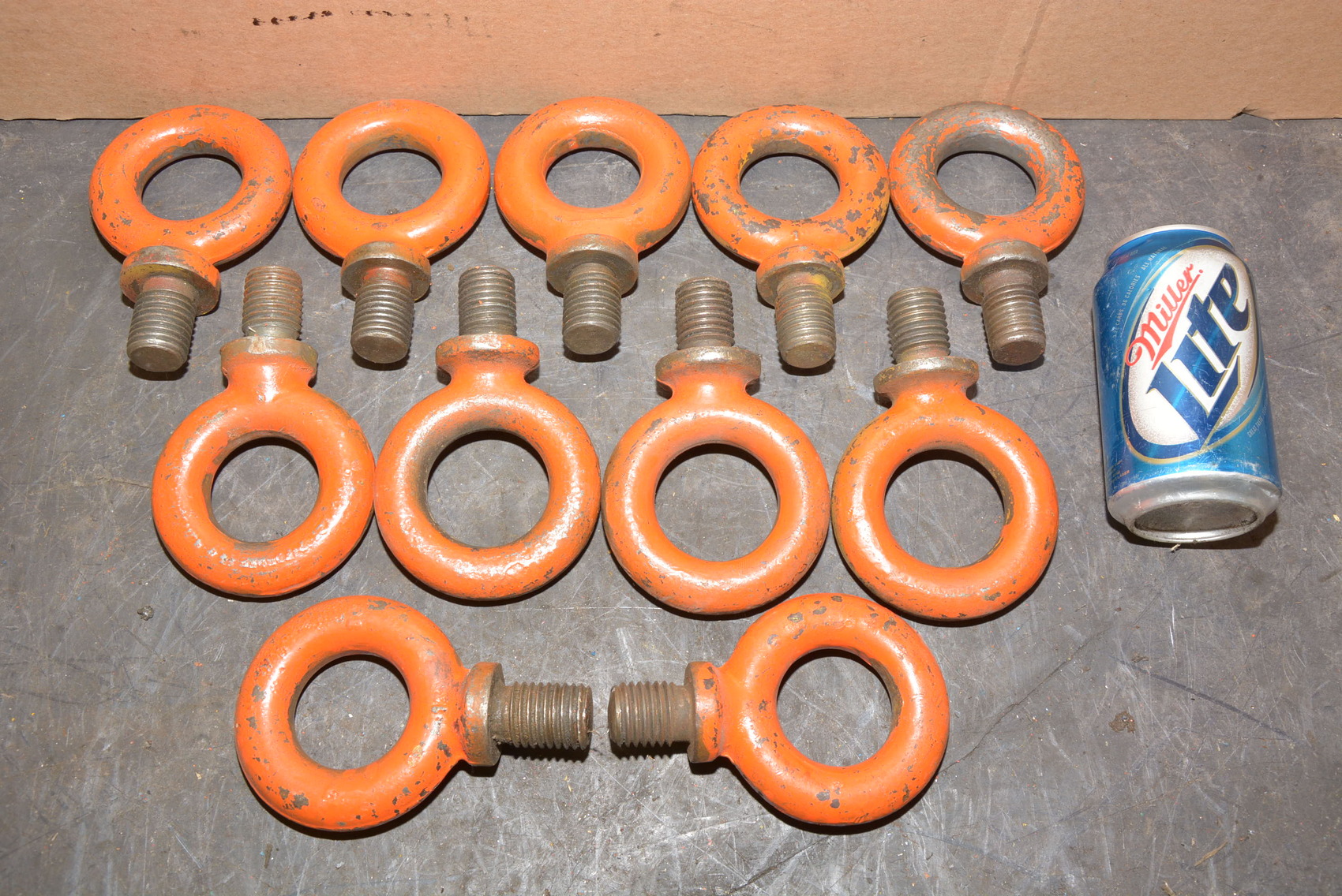 Lot of 16,Chicago(and other)3-1/2"Dia.Eye-Bolts,1"X 8 TPI Bolt