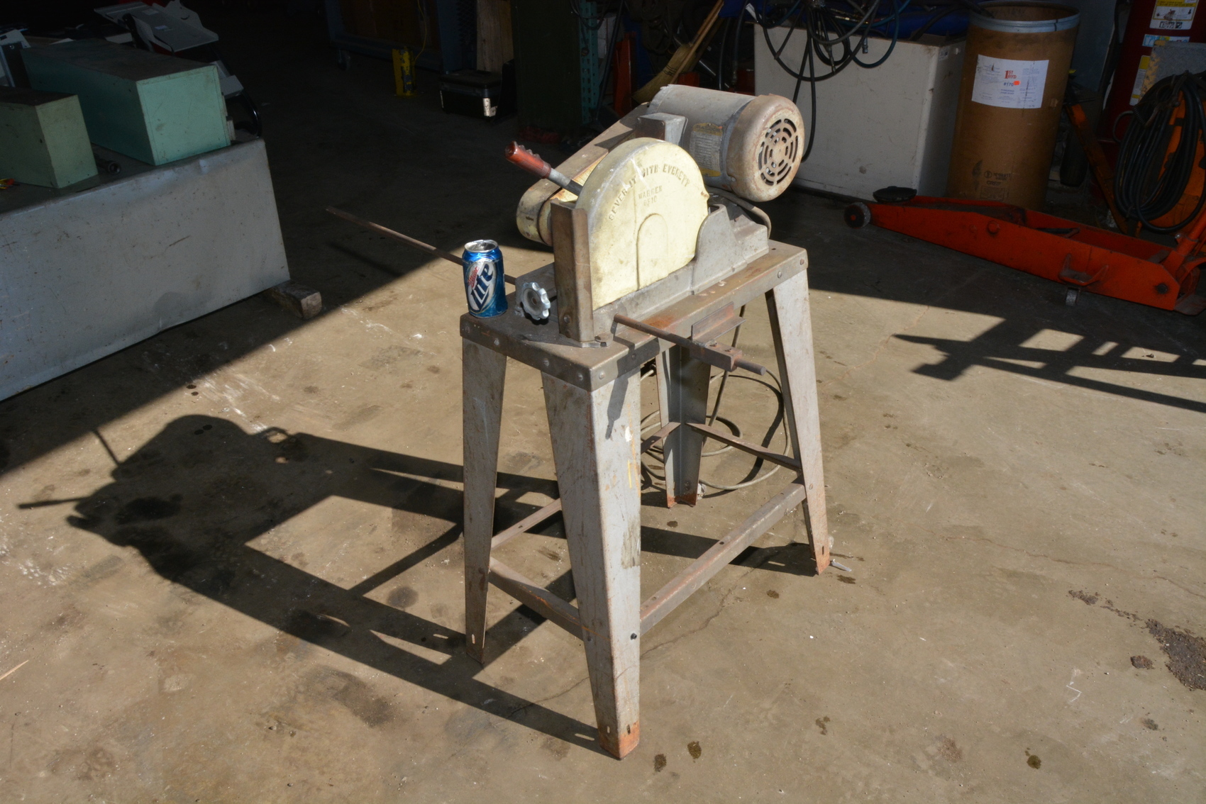 SEVER IT WITH EVERETT 8"ABRASIVE CUT-OFF MACHINE ON STAND