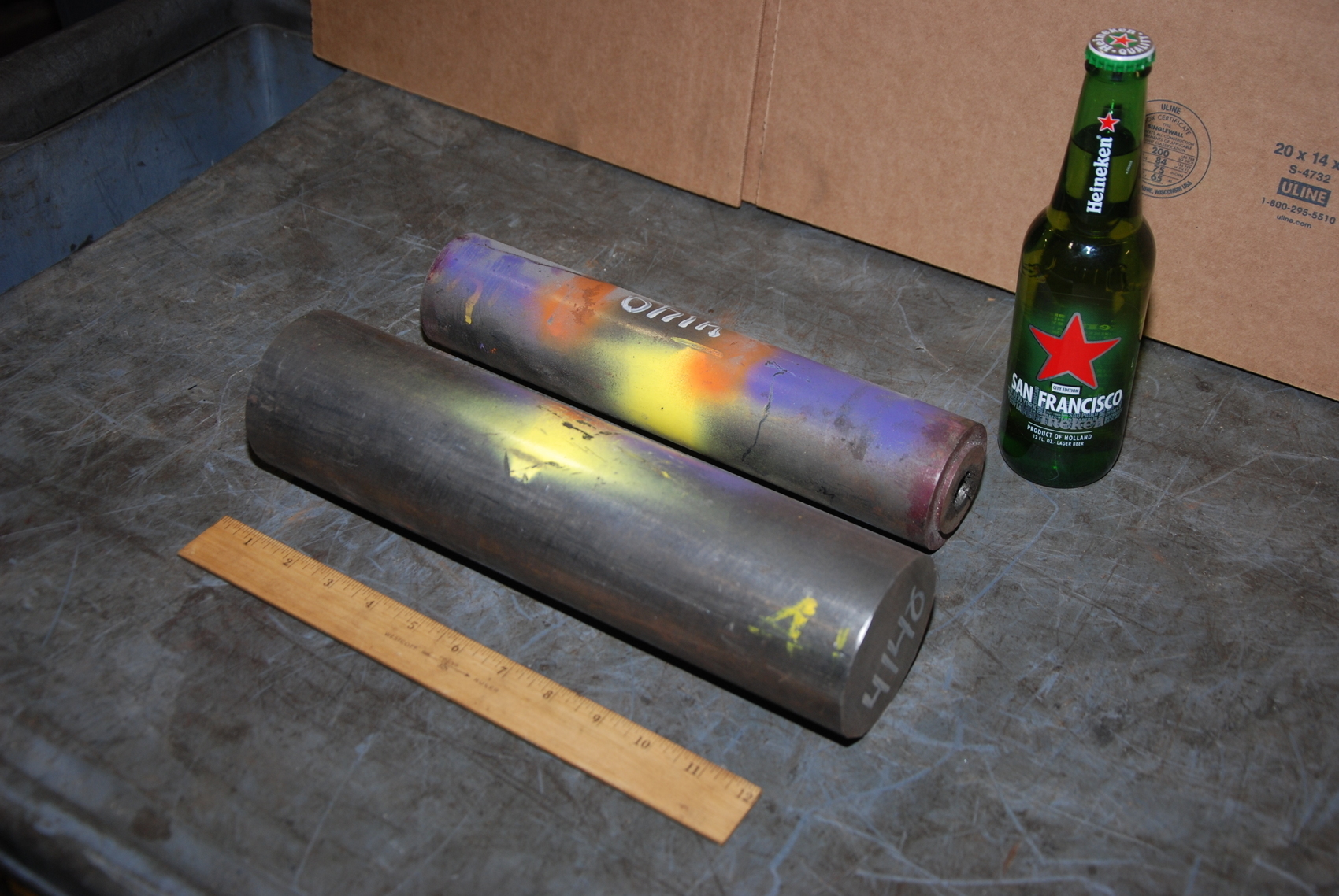 4140;Lot of 2 Round Steel Bars For Press Blacksmith Anvil;47 lbs.