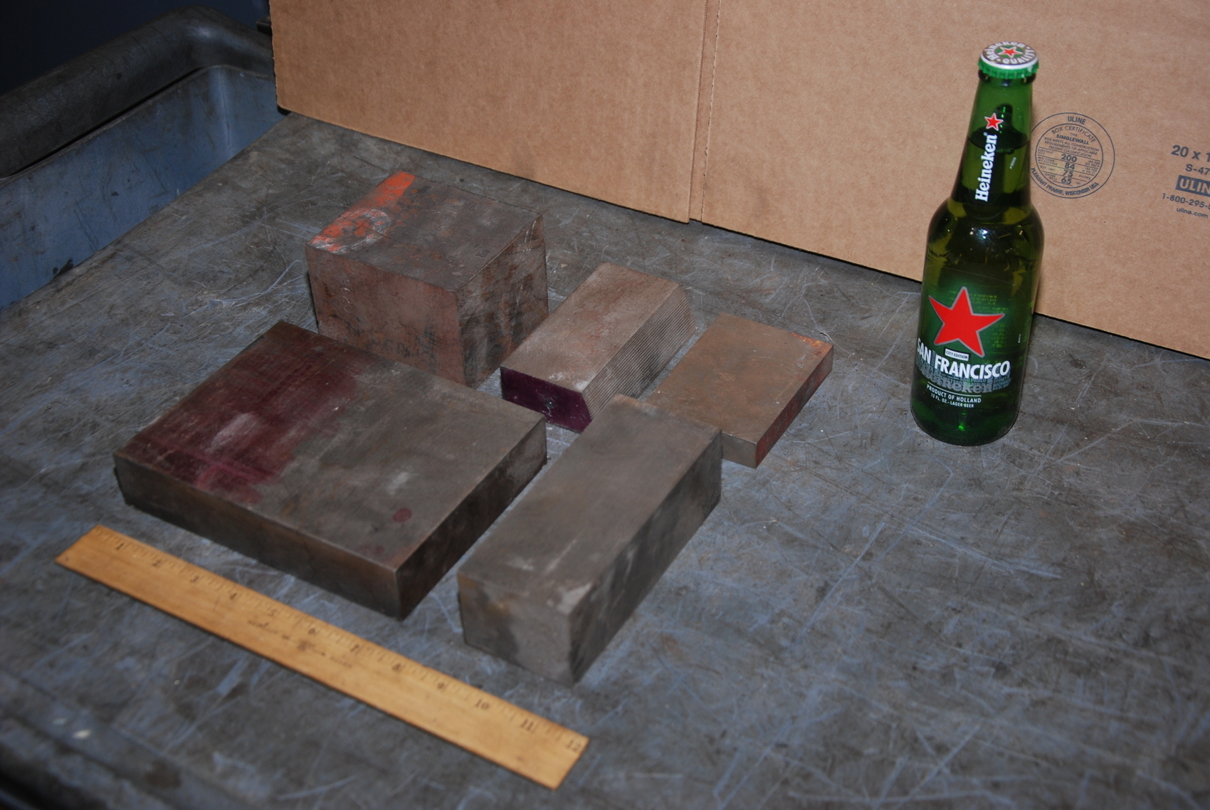 Lot of 5 steel Rectangular Bars for blacksmith anvil,43 lbs