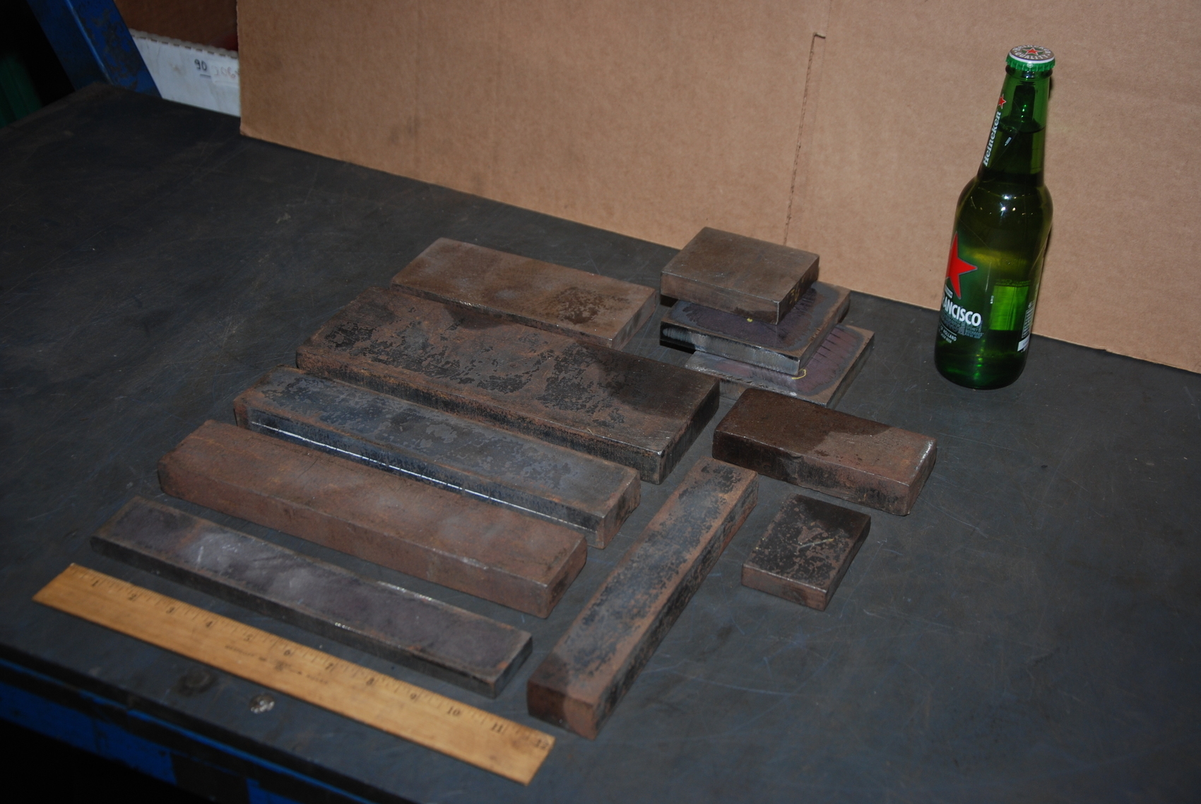 Lot of 11 steel Rectangular Bars for blacksmith anvil,45 lbs