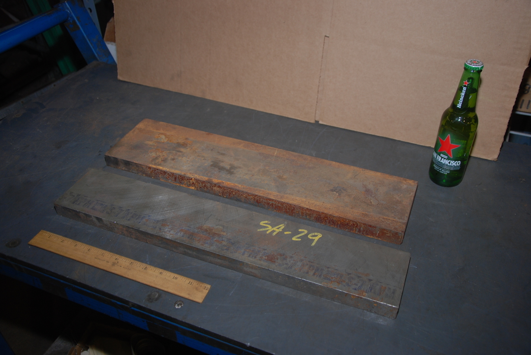 Lot 2 steel Rectangular Bars 22x4,5 3/8x1 blacksmith anvil,60 lbs