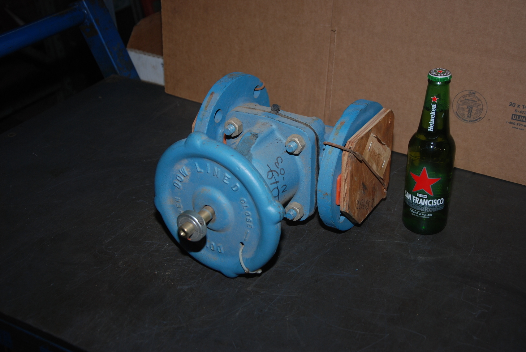 NEW DOW LINED VALVE WITH FLANGE;2-1/2";WCB;