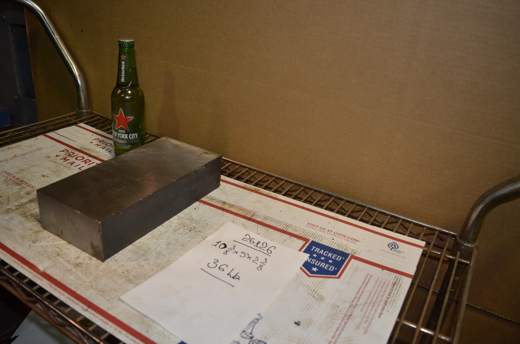 ONE steel Rectangular Bar 10 3/8x5x2 3/8 for blacksmith anvil,36 lbs