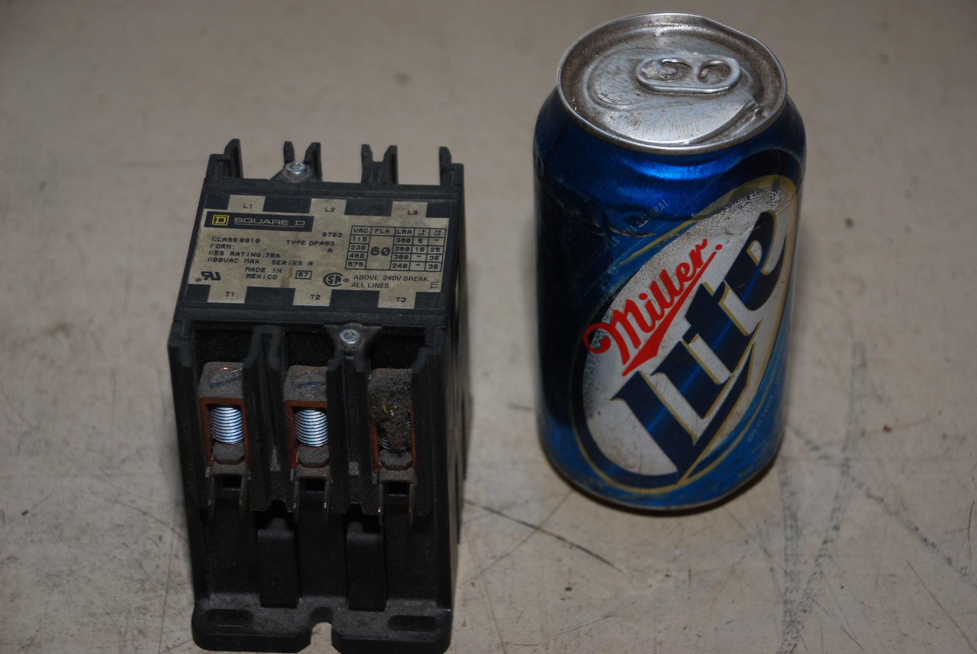 Square D Contactor 8910 DPA63 Form A Series A 600VAC Res. Rating 75A