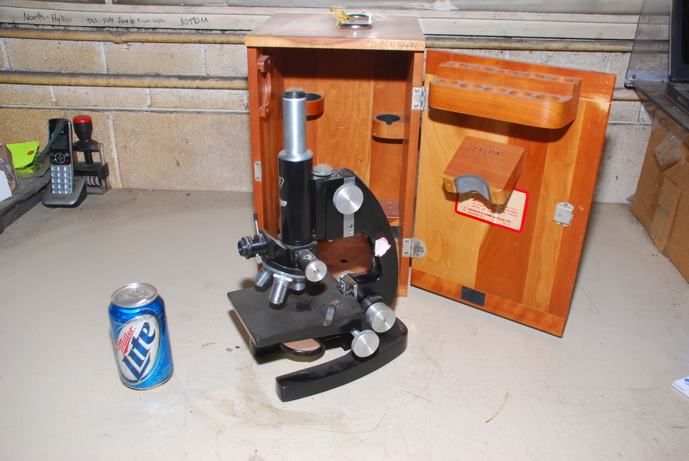 Bausch and Lomb Monocular Microscope 8X 20X 40X w/ Wood Case 16033-443